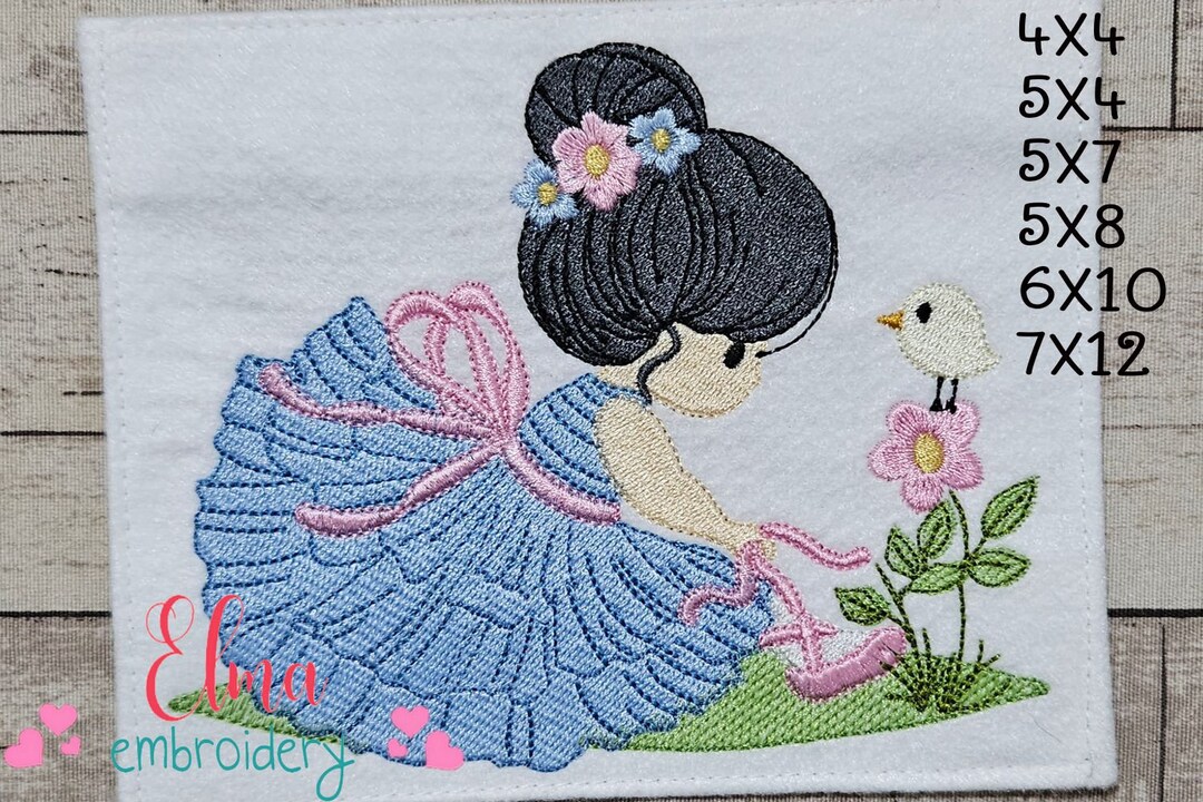 Cute Ballerina - Fill Stitch - 4x4 5x4 5x7 5x8 6x10 7x12 - Machine ...