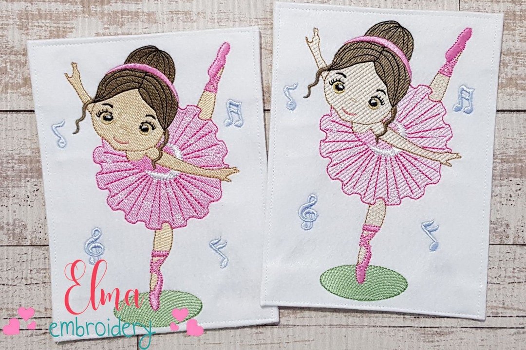 Ballerina Dancing - Fill & Rippled Stitch - 4x4 5x4 5x7 5x8 6x10 7x12 ...