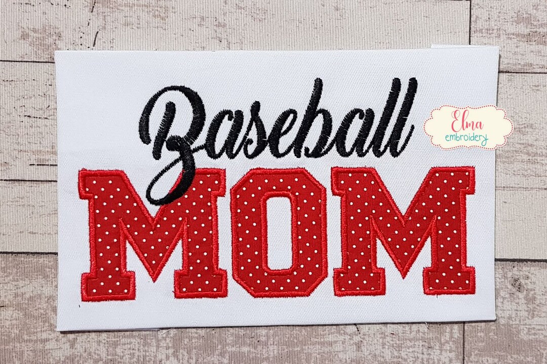 Basic Baseball Mom - Applique - 4x4 5x4 5x7 5x8 6x10 7x12 - Machine ...