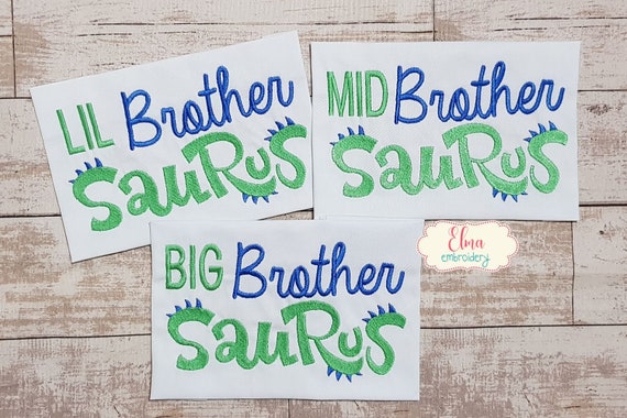 Lil Mid and Big Brother Saurus Fill Stitch 4x4 5x4 5x7 | Etsy