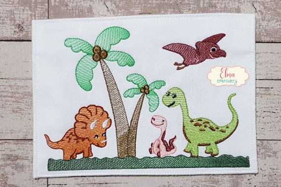 Dinosaurs Machine Embroidery Design Rippled Embroidery | Etsy
