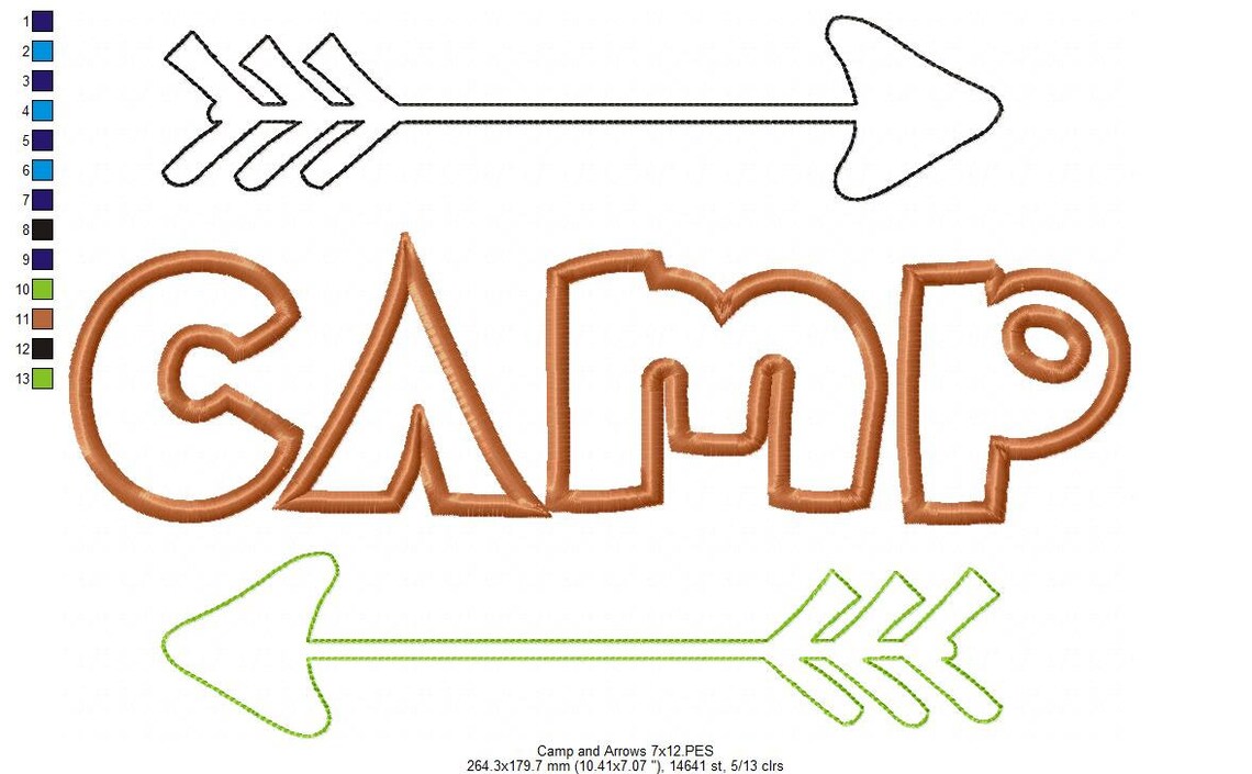 Camp and Arrows Machine Embroidery Design Applique - Etsy