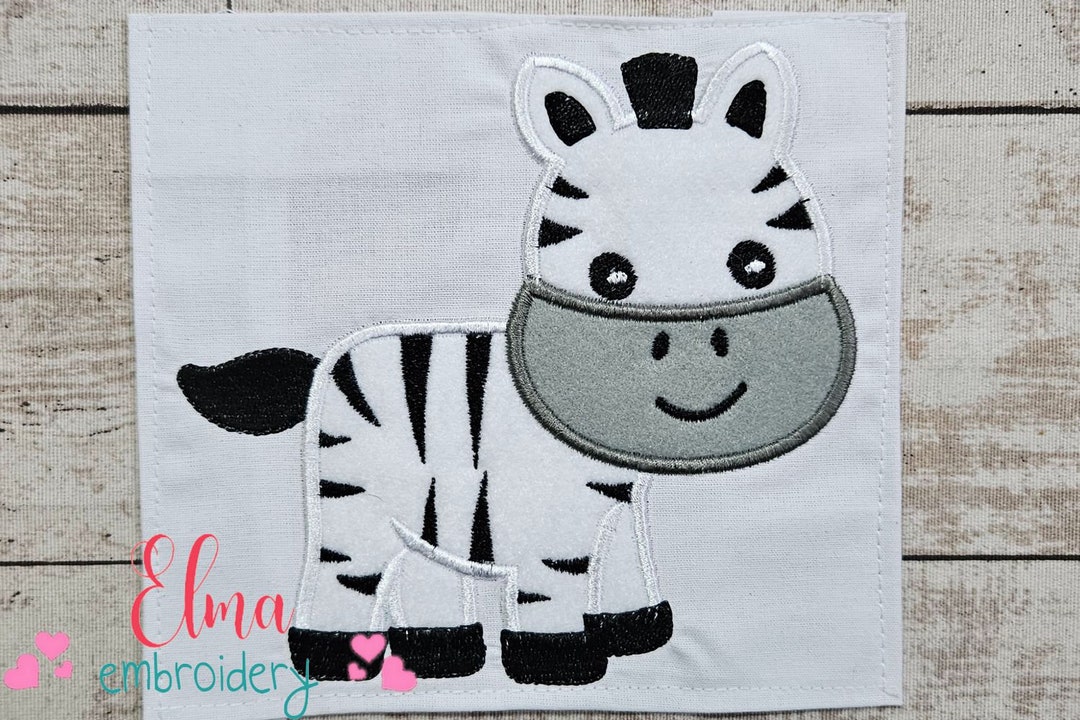 Cute Zebra Boy Applique - Machine Embroidery Design (4x4 5x5 6x6 7x7 ...