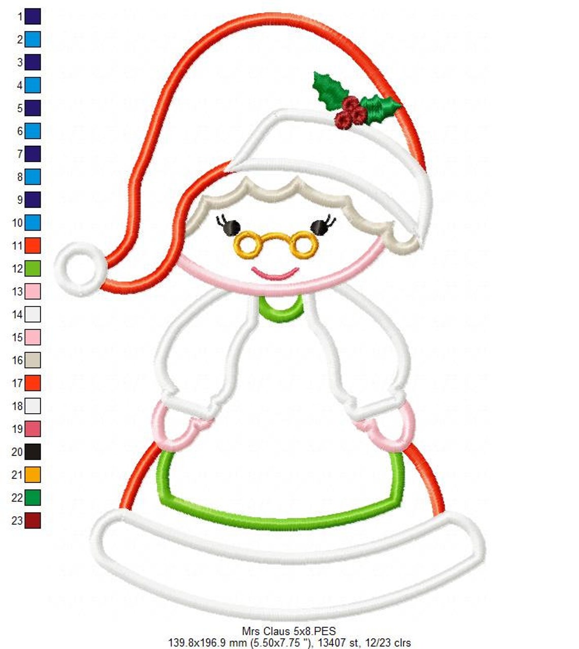 Mrs. Claus Applique Embroidery Design 5x4 5x7 5x8 6x10 - Etsy