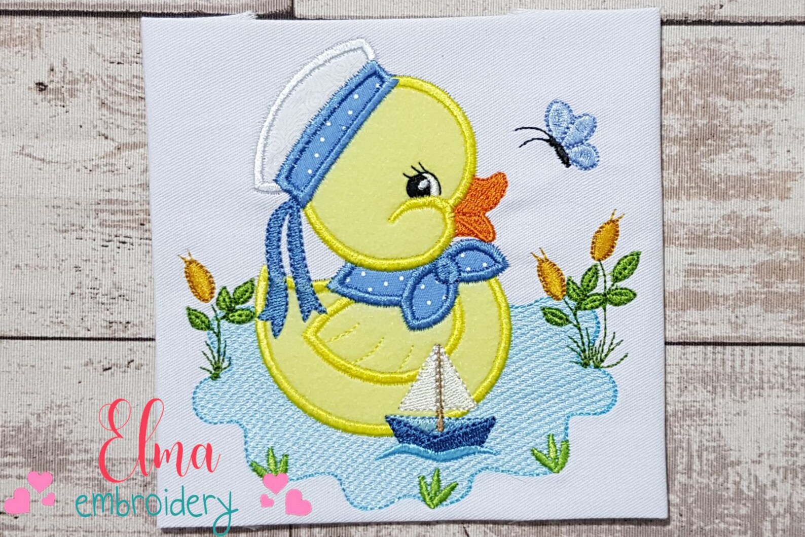 Rubber Duck Boy in the Lake Applique Animal Embroidery - Etsy