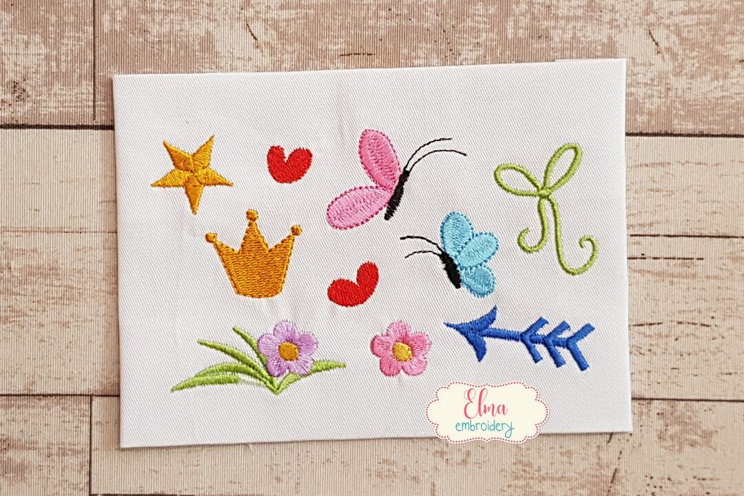 Mini Fill Stitch Embroidery Designs: Butterfly, Flower, Heart (digital ...