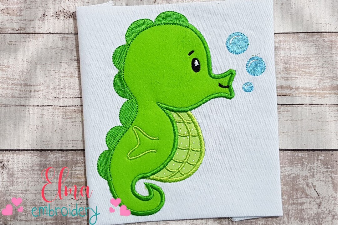 Cute Seahorse - Machine Embroidery Design - Applique - Under the Sea ...
