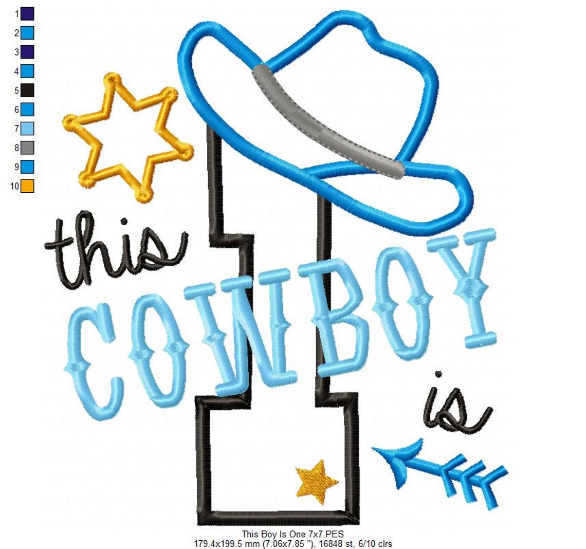 Cowboy First Birthday Applique Embroidery Design (4x4 5x5 6x6 7x7) - Etsy