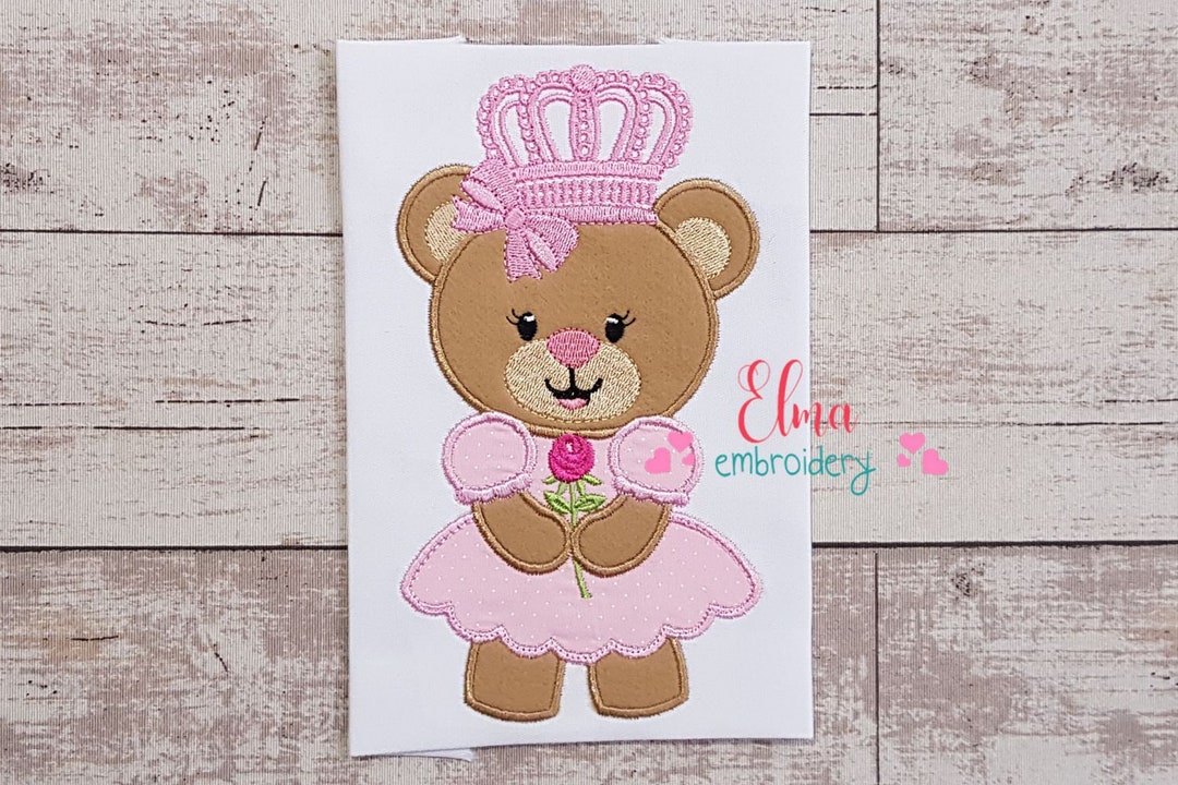 Cute Princess Teddy Bear - Machine Embroidery Design - Applique ...