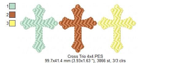 Cross Trio Fill Stitch Embroidery 3x3 4x4 5x4 5x7 5x8 6x10 | Etsy