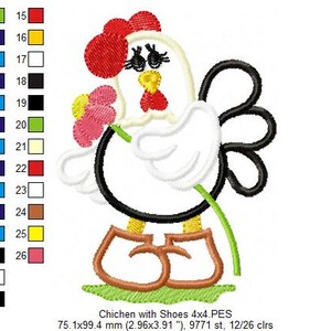 Chicken With Shoes - Machine Embroidery Design - Applique - Animal ...