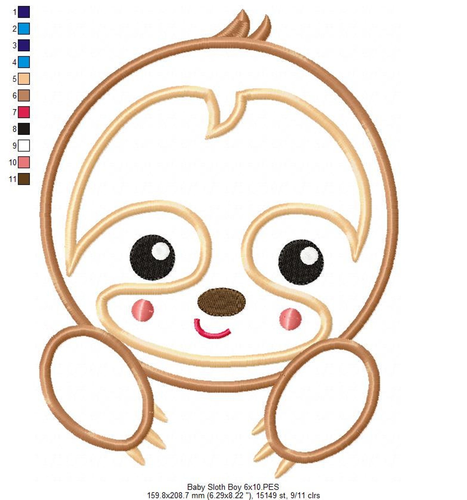 Baby Sloth Boy Machine Embroidery Design Applique - Etsy