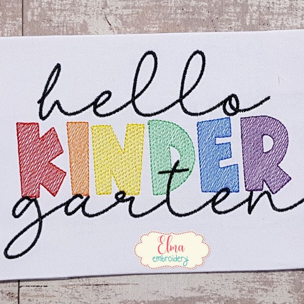 Girls Kindergarten Embroidery Design - Etsy