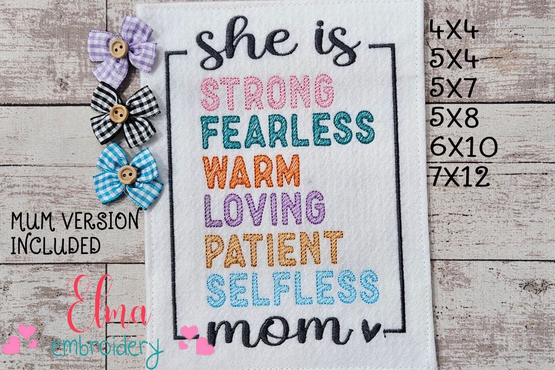 Mom Mum Words - 4x4 5x4 5x7 5x8 6x10 7x12 - Machine Embroidery Design ...