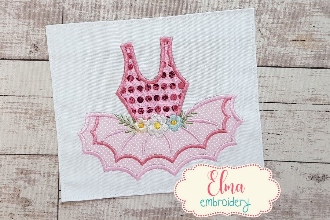 Ballerina Tutu Dress Applique: Machine Embroidery Design (4x4 5x5 6x6 ...