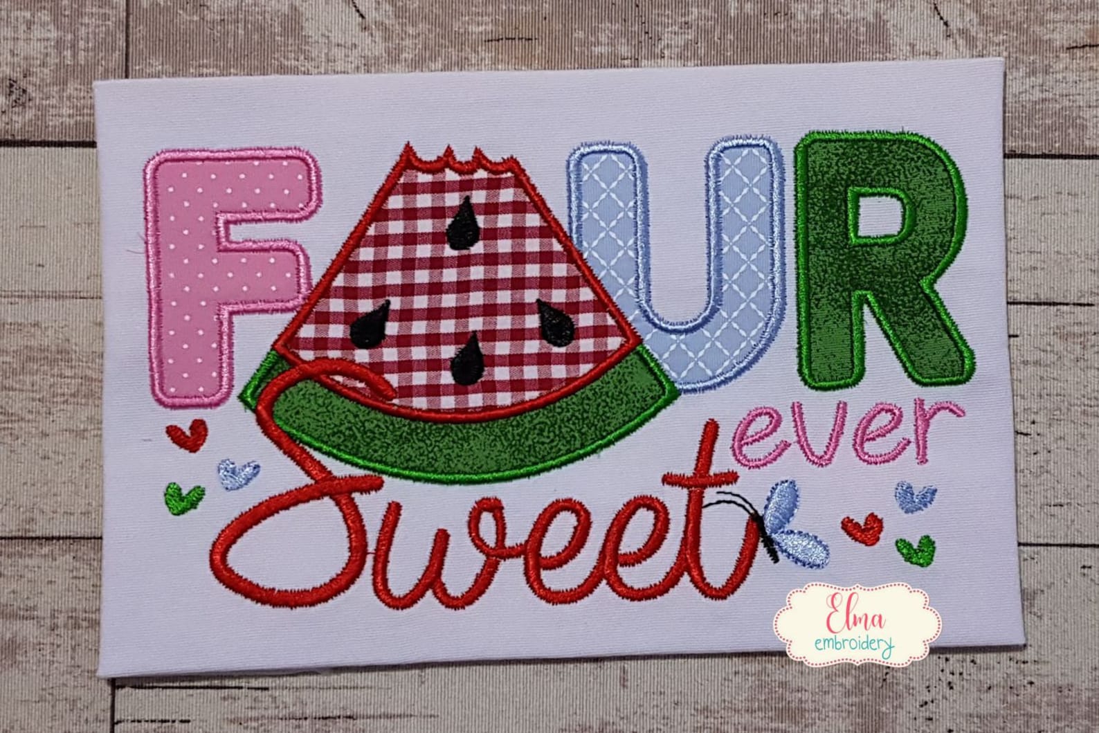 Four Ever Sweet Watermelon 4th Birthday Applique 5x4 5x7 - Etsy