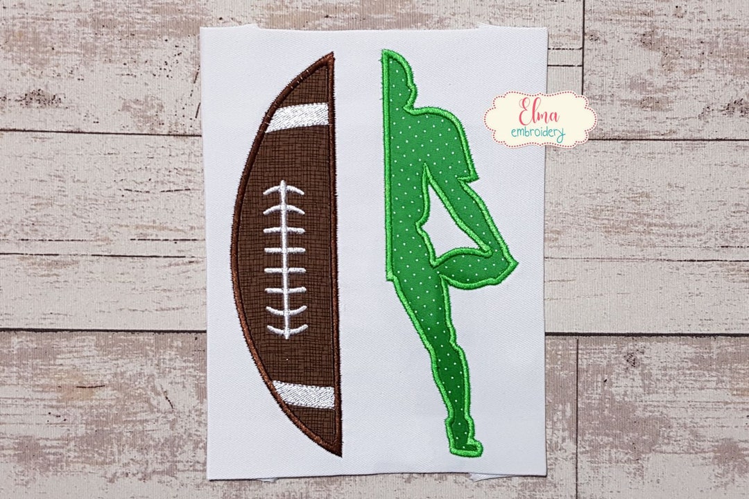 Split Football Ball and Player Applique - Machine Embroidery Design - Etsy