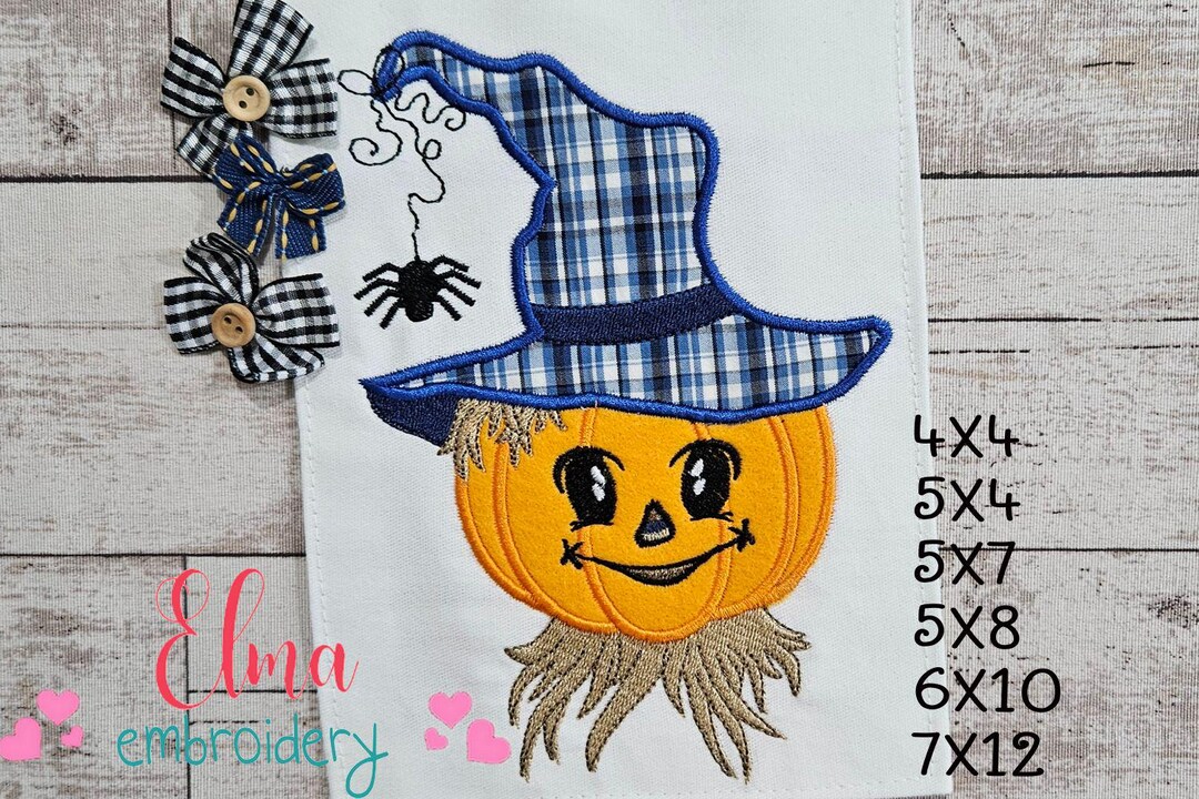 Halloween Pumpkin Scarecrow Machine Embroidery Design (digital Download ...