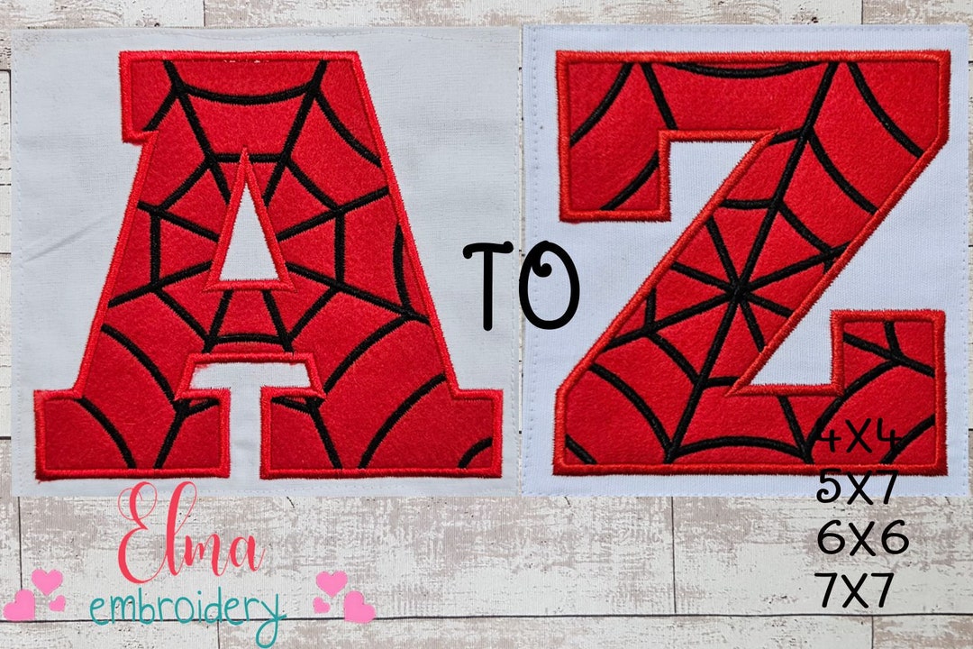 Spider Web Alphabet Monogram - Applique - 4x4 5x5 6x6 7x7 - Machine ...