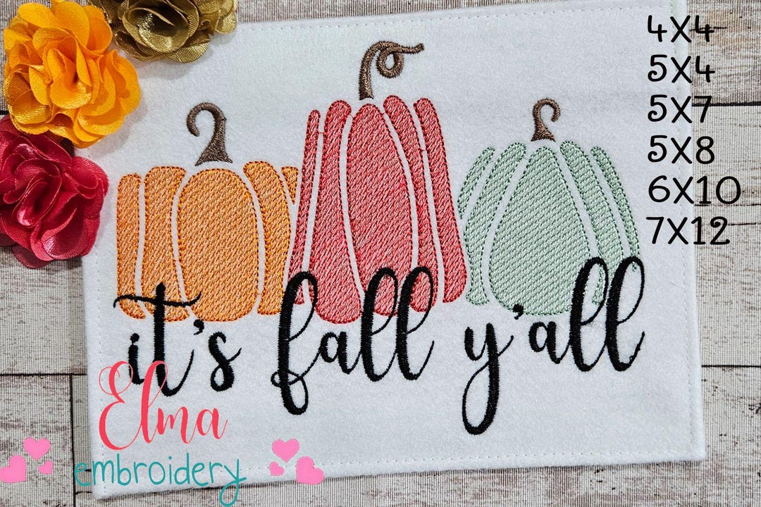 Fall Pumpkin Sketch Stitch Machine Embroidery Design (digital Download ...