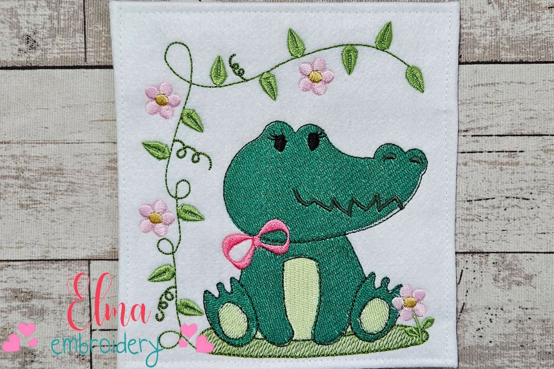 Safari Alligator Girl Machine Embroidery Design (digital Download) - Etsy