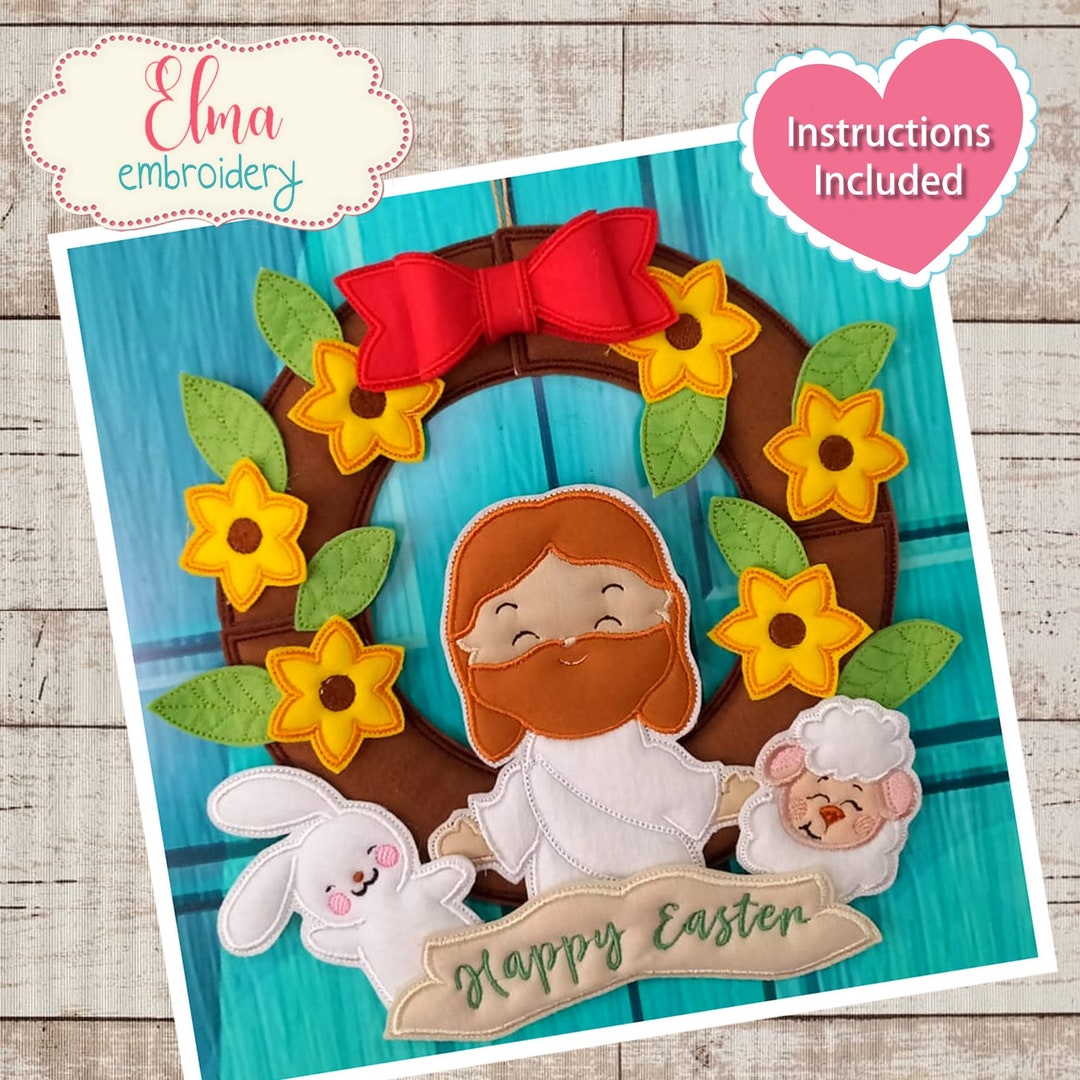 Jesus Happy Easter ITH Embroidery Project - Applique - 5x7 5x8 6x10 ...