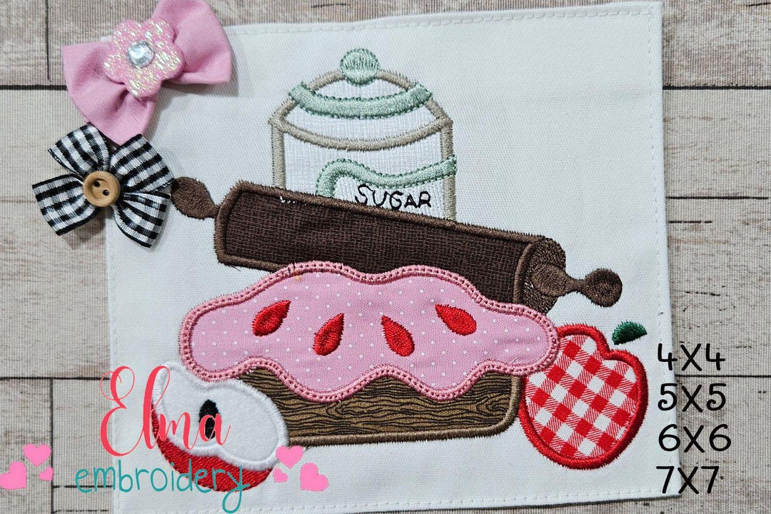 Kitchen Applique Machine Embroidery Design: Apple, Pie, Pasta Roll ...