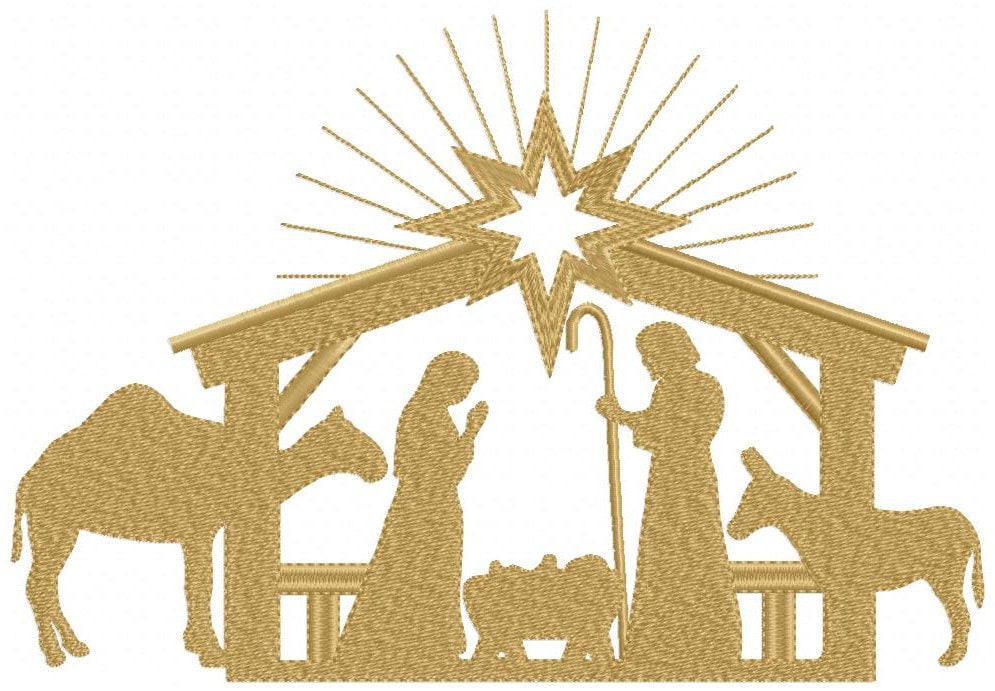 Nativity Fill Stitch Embroidery Design 5x4 5x7 5x8 6x10 | Etsy
