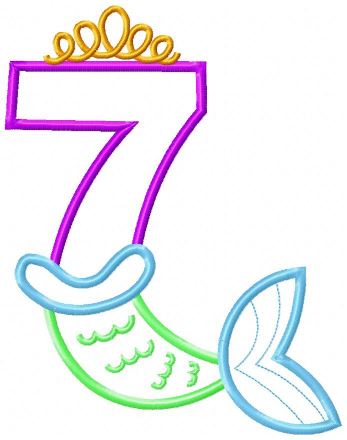 Mermaid Tail Birthday Set Numbers 0-9 Applique 4x4 5x5 6x6 | Etsy