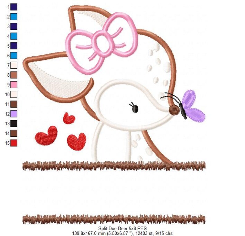 Split Doe Machine Embroidery Design Applique Embroidery | Etsy