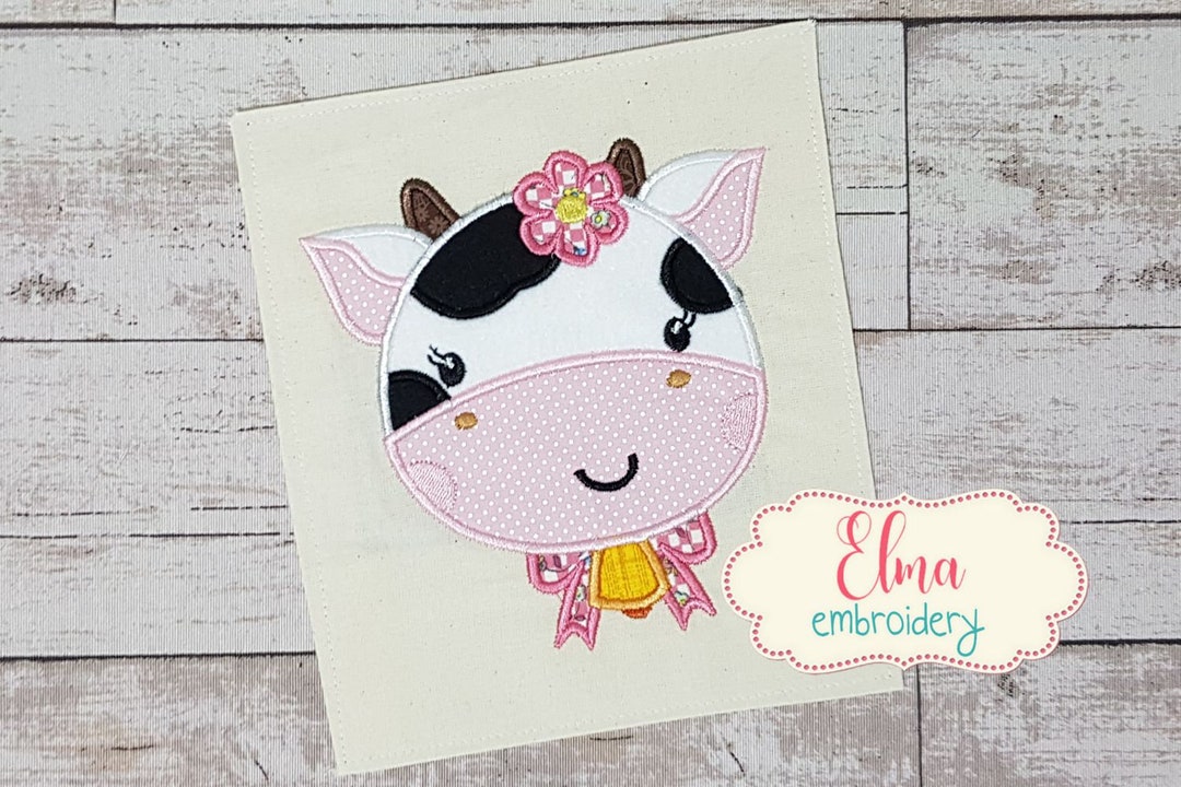 Cute Farm Cow Girl - Machine Embroidery Design - Applique Embroidery ...