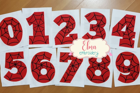 Spider Birthday Set Numbers 0-9 Applique 4x4 5x7 6x10 7x12 | Etsy
