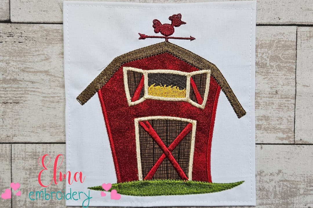 Cute Farm Barn - Applique - 4x4 5x5 6x6 7x7 - Machine Embroidery Design ...