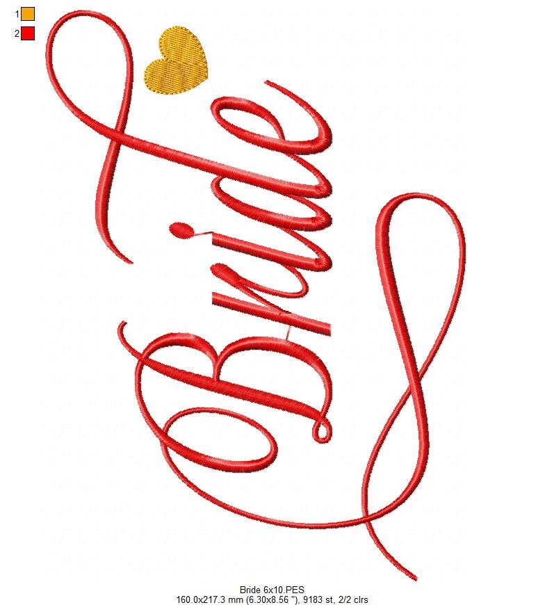 Bride and Team Bride Embroidery Design 4x4 5x7 6x10 | Etsy