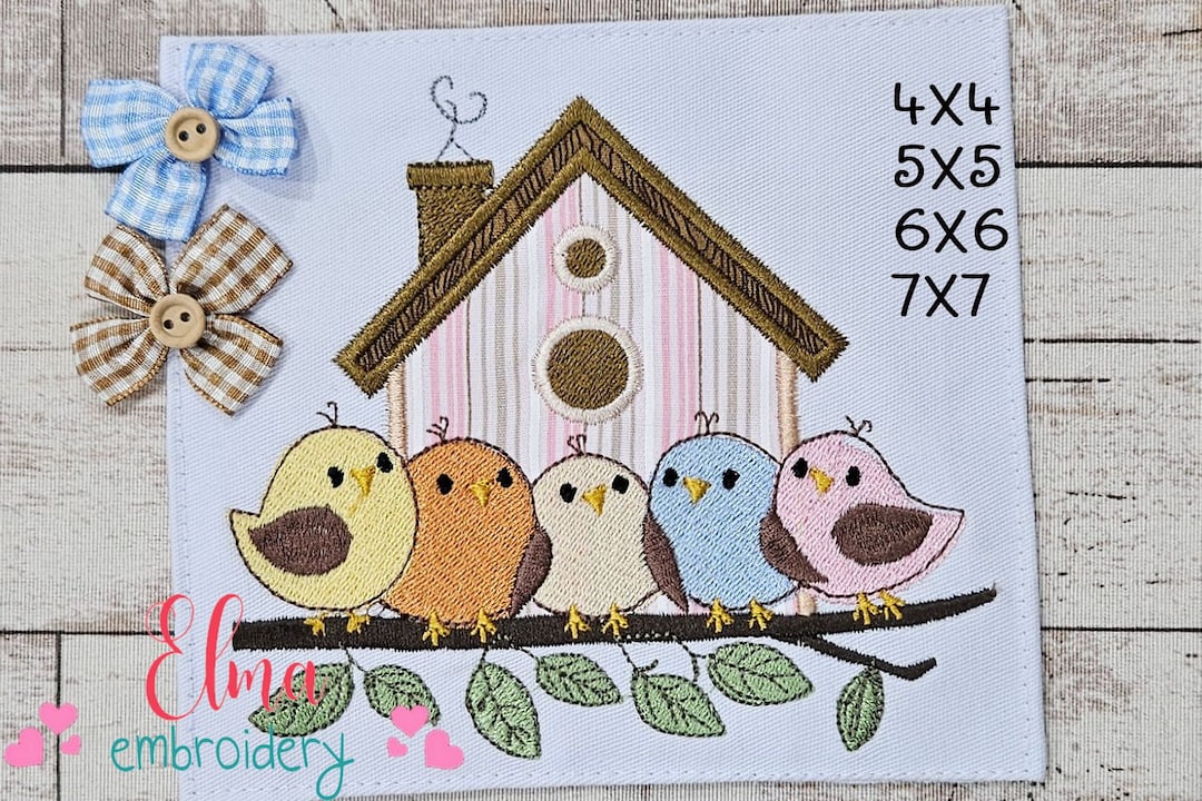 Bird House and Birds - Machine Embroidery Design - Applique - Animal ...