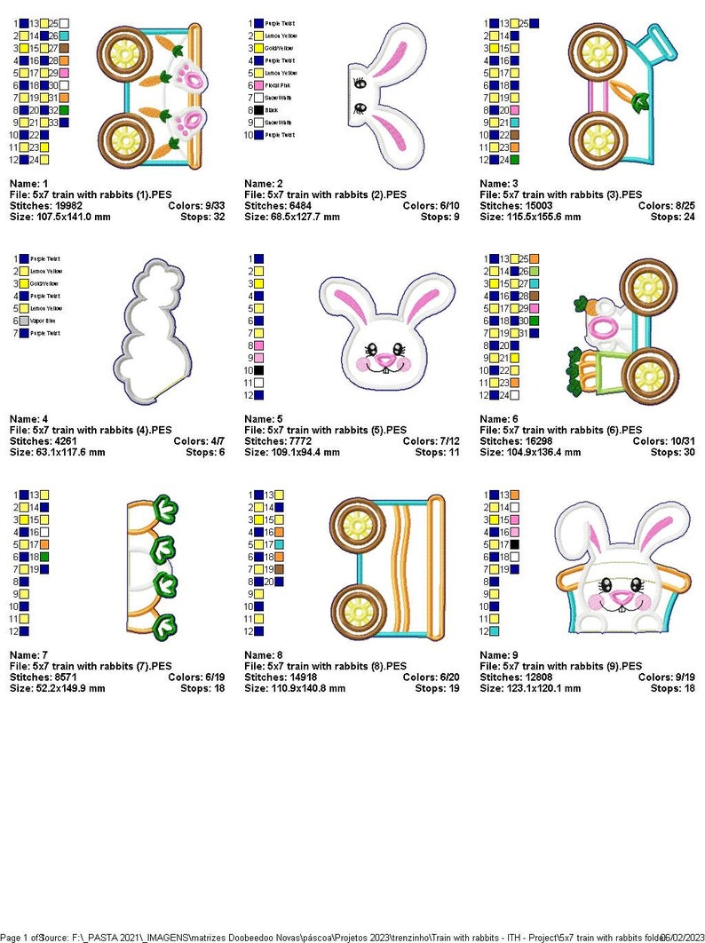 Easter Bunny Train ITH Project Applique 5x7 5x8 6x10 7x12 - Etsy