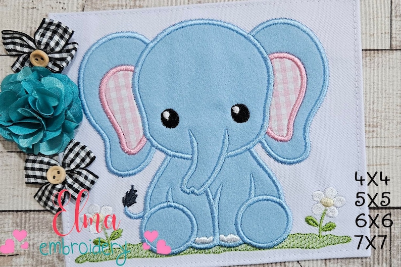 Baby Elephant Applique - Machine Embroidery Design (4x4 5x5 6x6 7x7) - Etsy