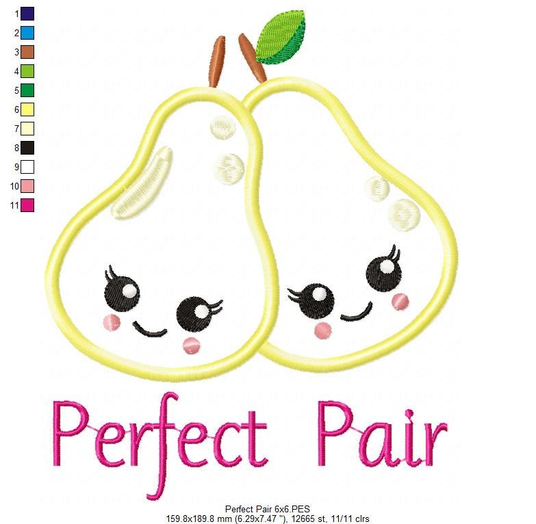 Perfect Pair Machine Embroidery Design Applique Embroidery - Etsy