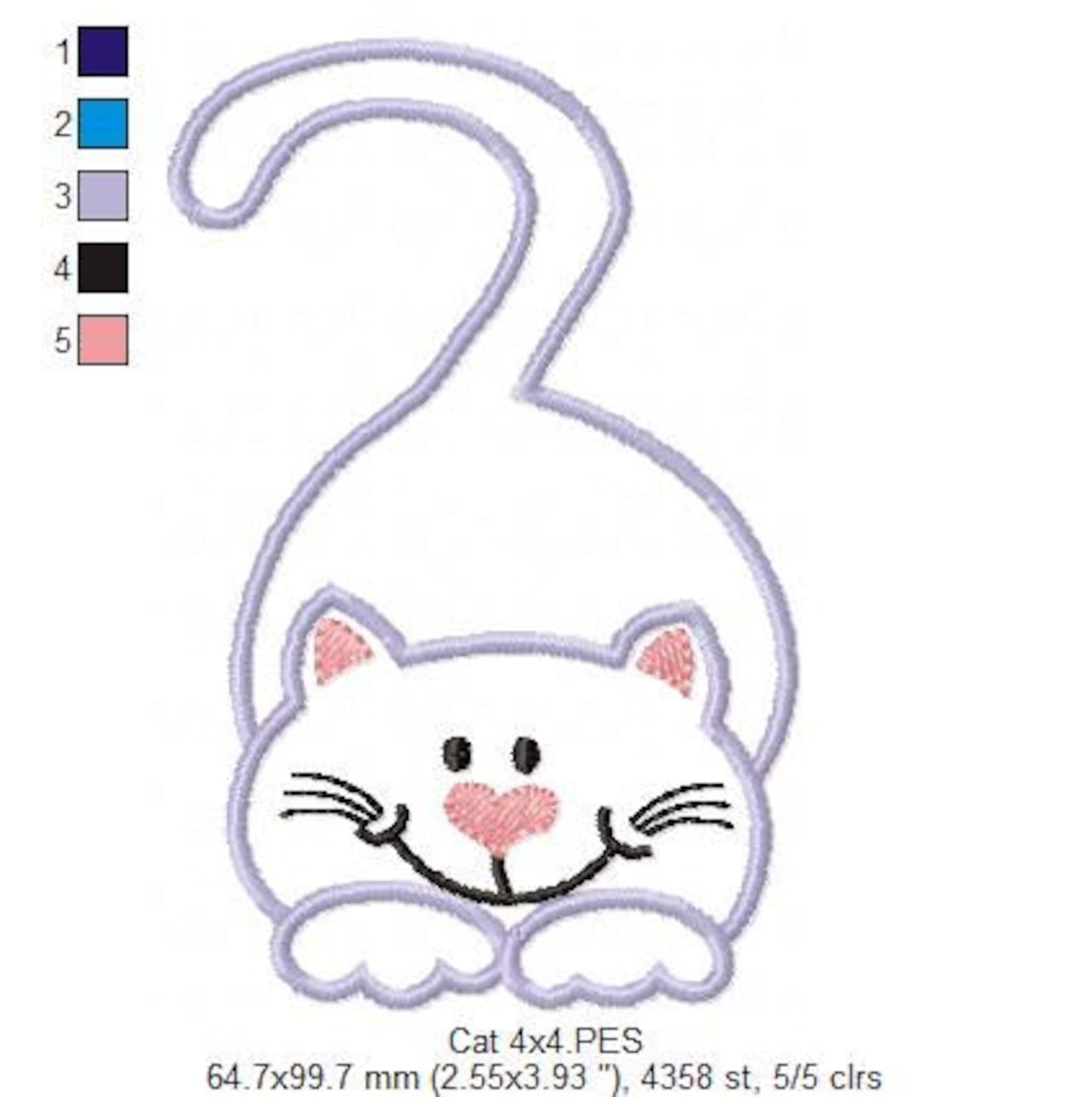 Kitty Cat Machine Embroidery Design Applique Embroidery | Etsy