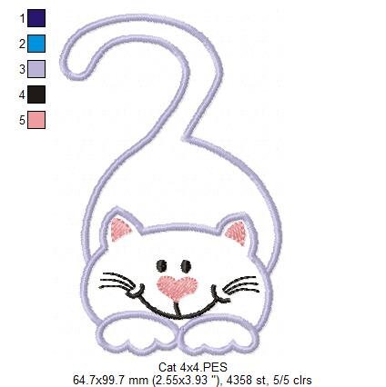 Kitty Cat Machine Embroidery Design Applique Embroidery | Etsy