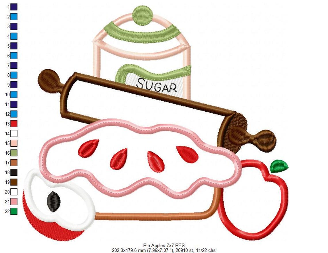 Kitchen Applique Machine Embroidery Design: Apple, Pie, Pasta Roll ...