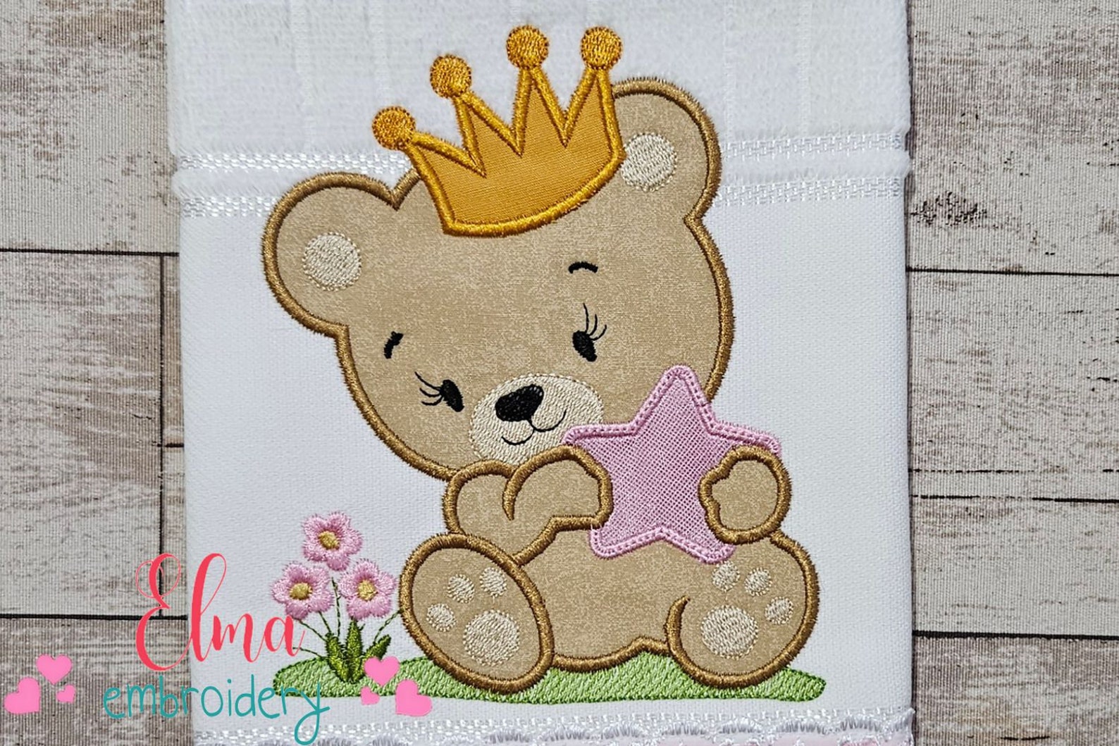 Princess Teddy Bear Girl and Star Machine Embroidery Design - Etsy