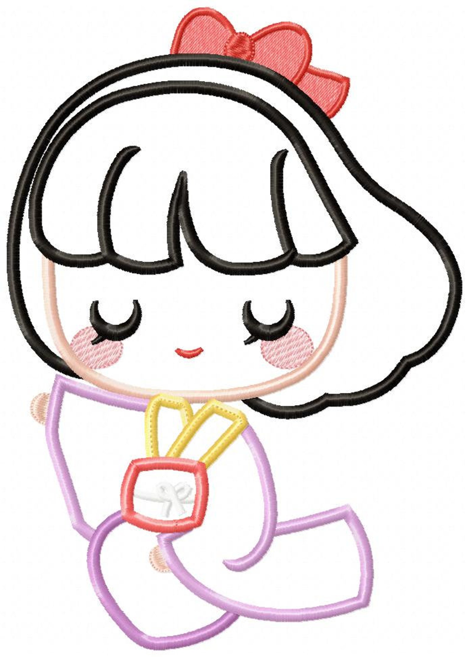 Japanese Girl Machine Embroidery Design Applique Embroidery - Etsy