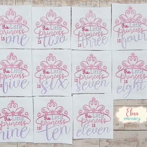 Princess Crown Birthday Number Set 1-9 Machine Embroidery - Etsy