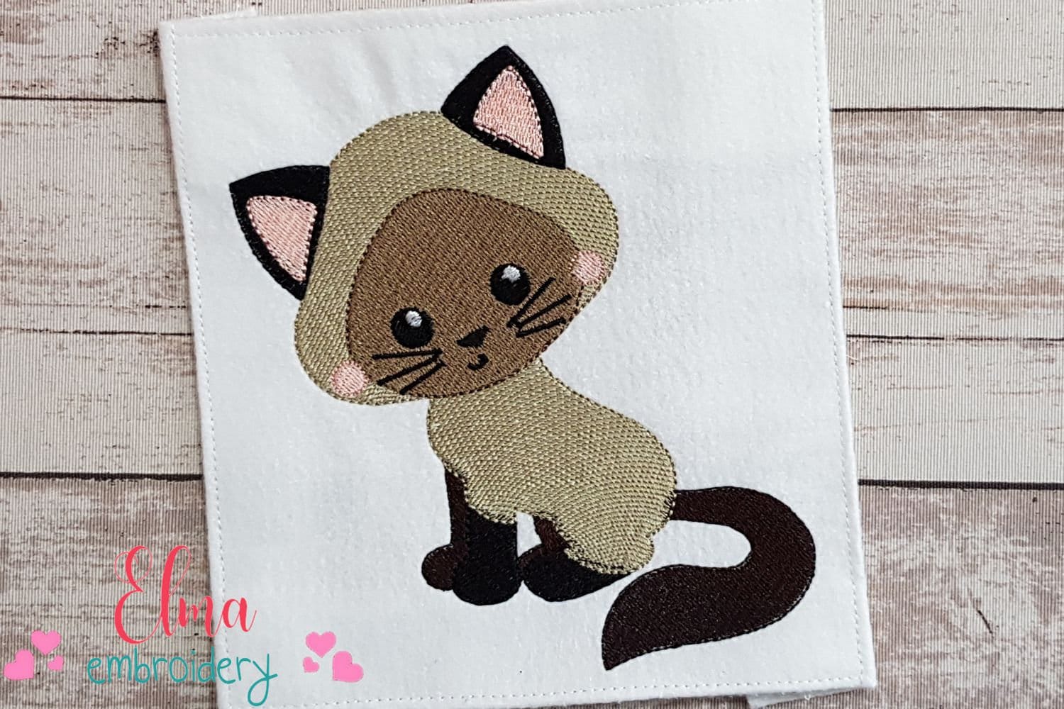 Siamese Kitty Machine Embroidery Design Fill Stitch - Etsy