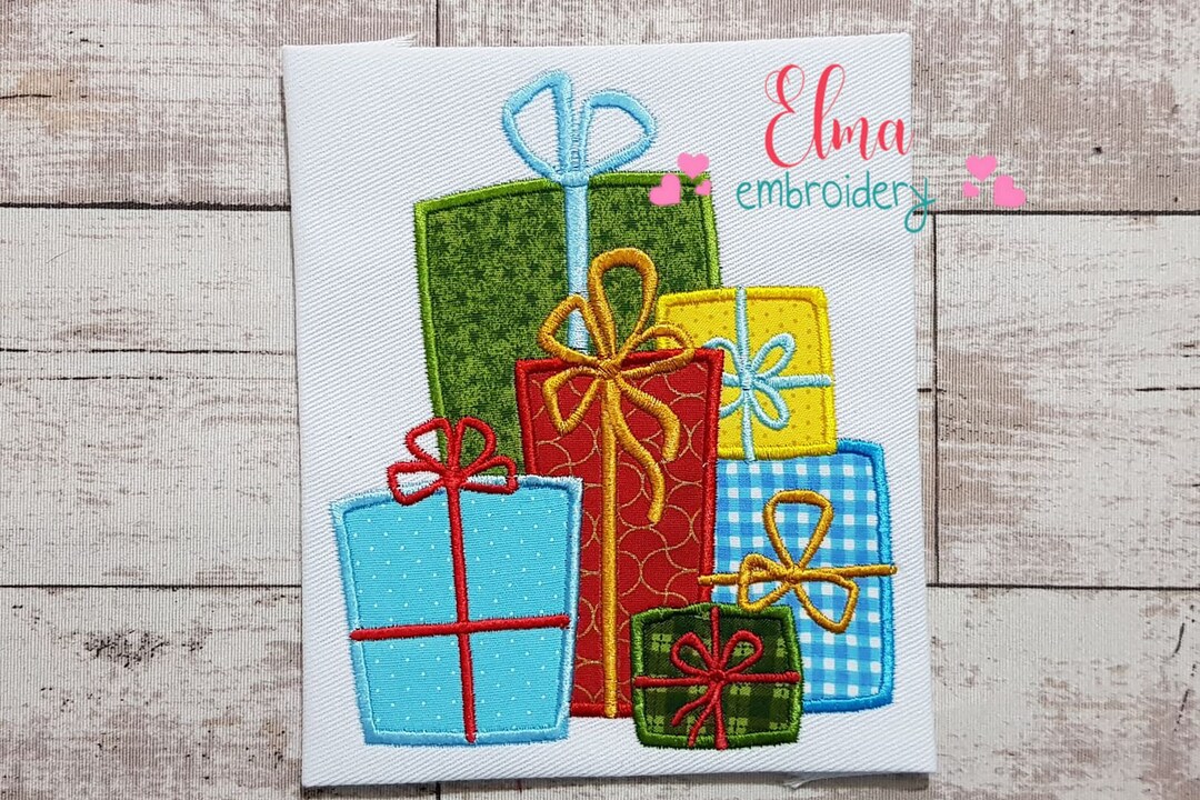 Christmas Gift Boxes Applique - Machine Embroidery Design (digital ...