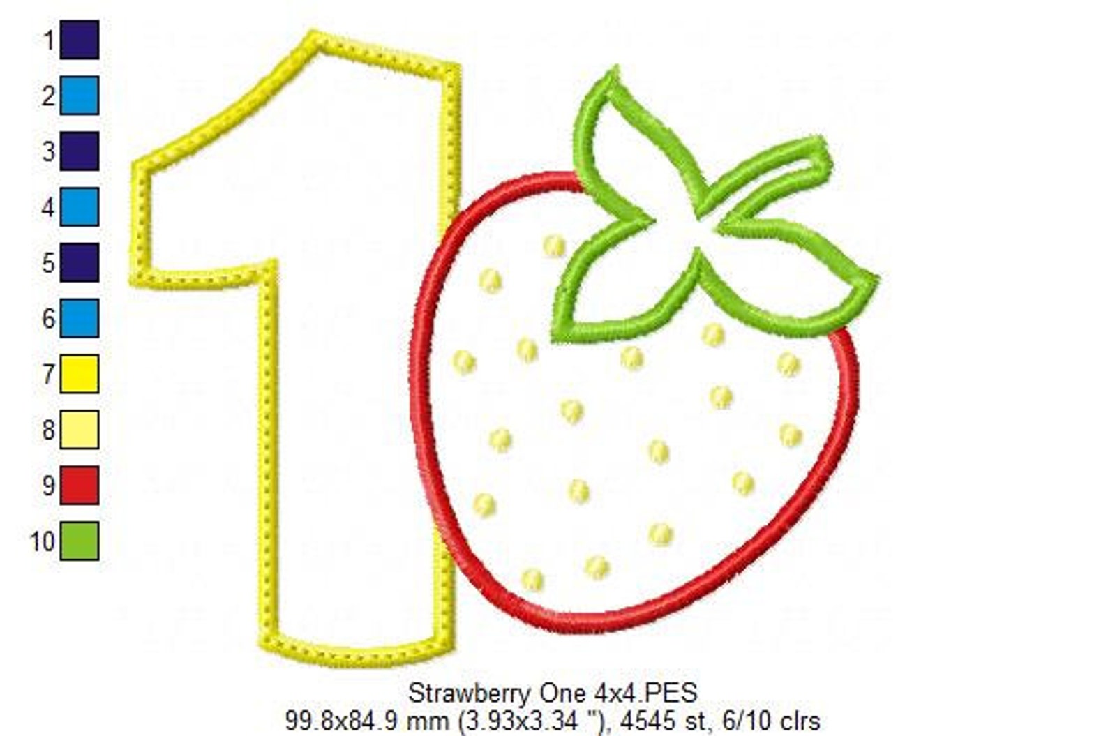 Strawberry Number 1 One 1st Birthday Applique Embroidery - Etsy