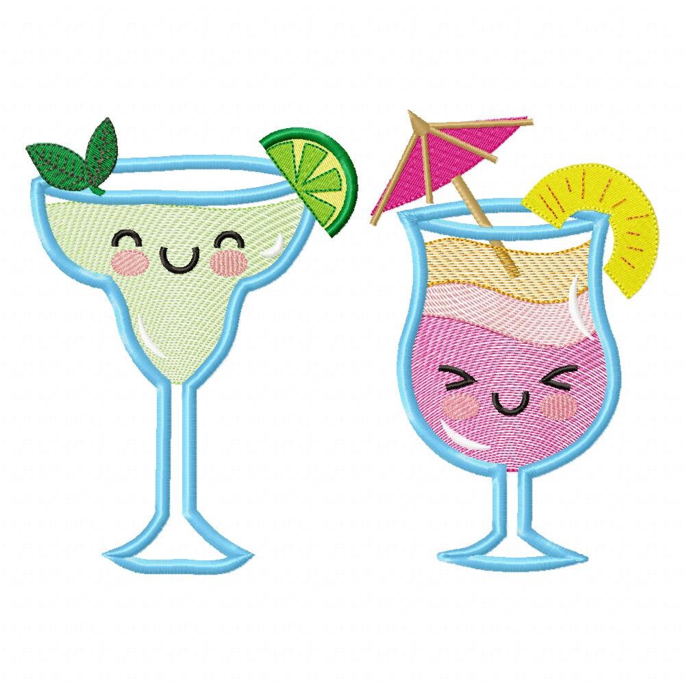 Happy Summer Cocktail Drinks Applique 4x4 5x4 5x7 5x8 6x10 - Etsy