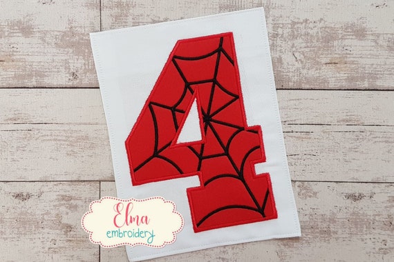 Spider Birthday Number 4 Four Fourth Birthday Applique - Etsy