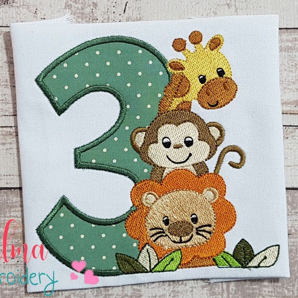 3 Year Old Birthday Embroidery Design - Etsy